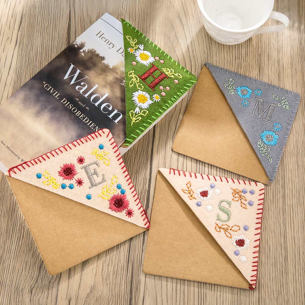 Personalized Initial Bookmark with Flowers, Fabric Bookmarks ...