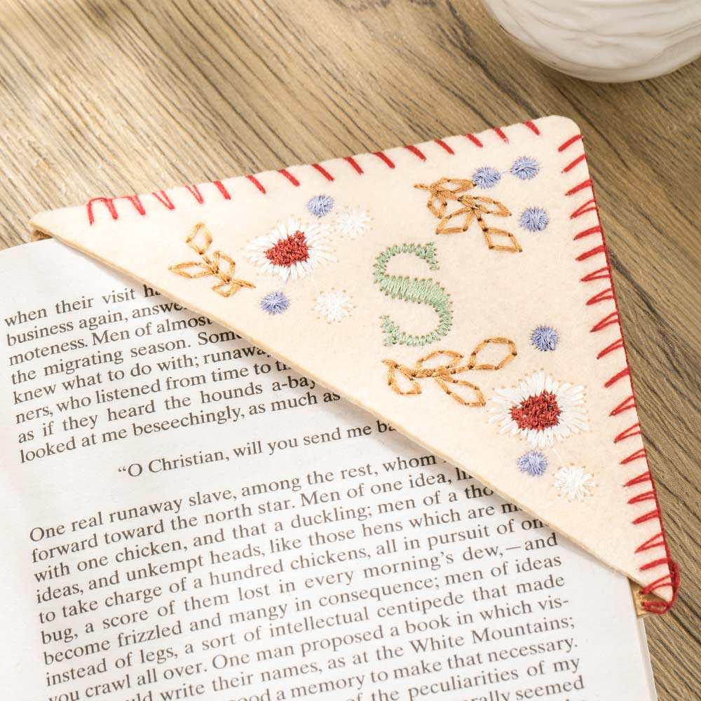 Personalized Initial Bookmark with Flowers, Fabric Bookmarks ...