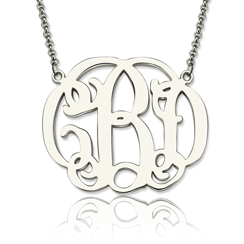 Sterling Silver Custom Celebrity Monogram Initial Necklace Unique Gift
