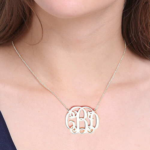 Sterling Silver Custom Celebrity Monogram Initial Necklace Unique Gift