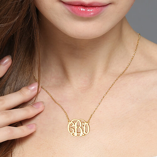 Small Celebrity Monogram Necklace 18k Gold Plated