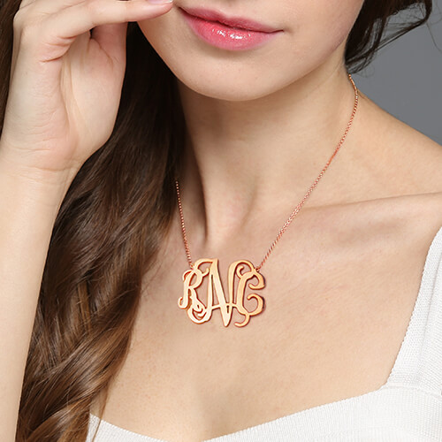 Rose Gold Custom 2" XXL Celebrity Monogram Necklace Unique Gift