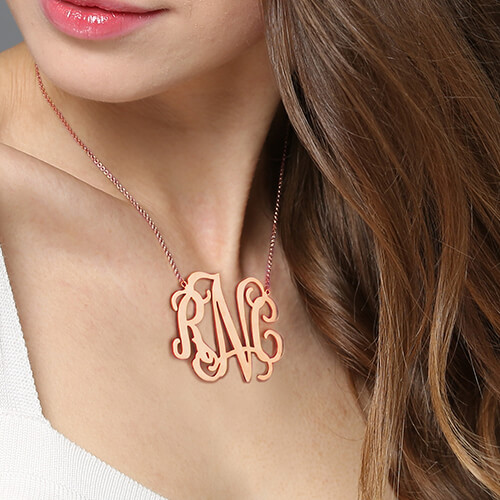 Rose Gold Custom 2" XXL Celebrity Monogram Necklace Unique Gift